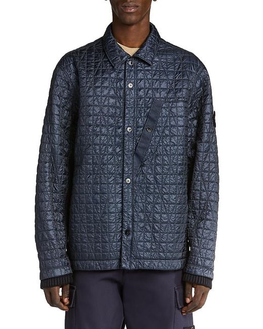 Stone Island Coated Quilted Jacket in Blue for Men | Lyst UK