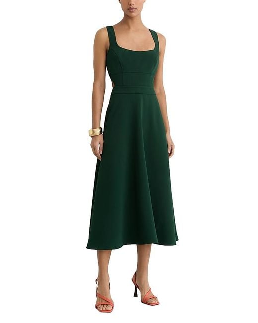 Reiss Dina Waisted Midi Dress in Green | Lyst