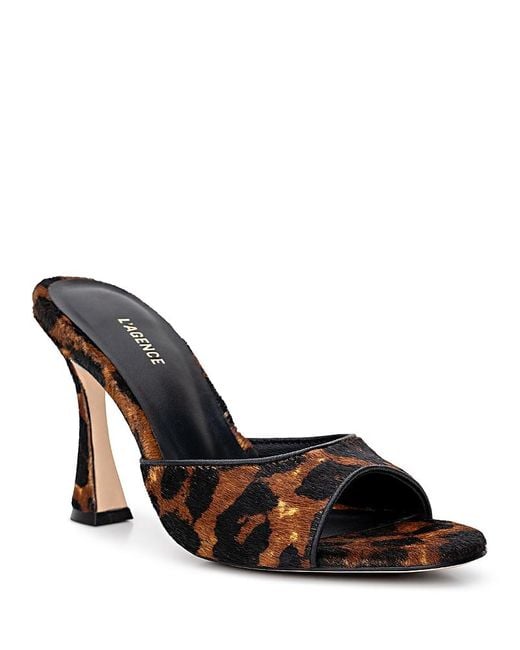 L'Agence Avery Ii Calf Hair Open Toe Mules in Black | Lyst