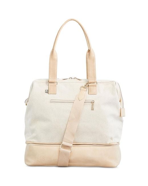 BEIS The Convertible Mini Weekender Bag in Natural | Lyst