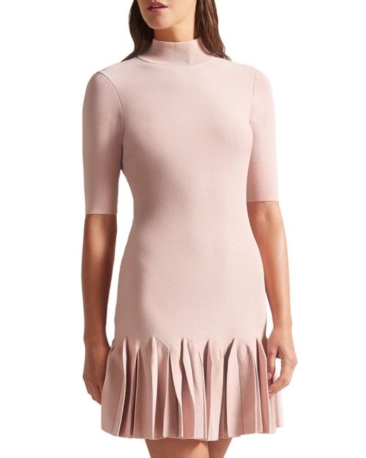 Ted Baker Synthetic Canddy Fit And Flare Dress In Dusky Pink Red Lyst