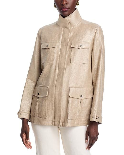Herno Laminated Linen Field Jacket in Natural | Lyst
