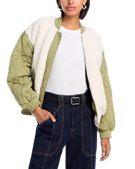 Blank NYC Quilted Faux Fur Bomber Jacket in White | Lyst