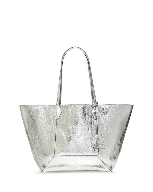 Jimmy Choo Diamond Hobo Metallic Leather Shoulder Bag in White | Lyst