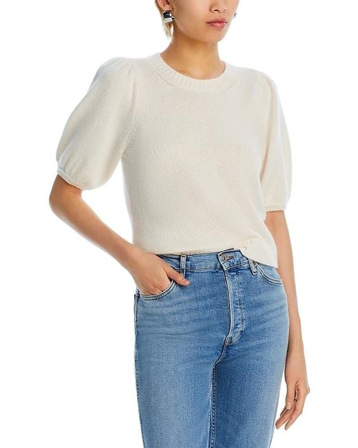 PAIGE Lucerne Cashmere Puff Sleeve Top in Blue | Lyst UK