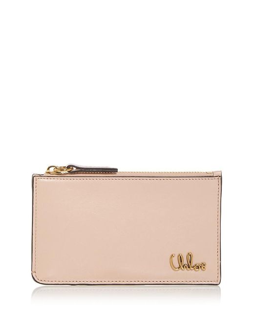 Chloé Iconic Leather Card Case in Natural | Lyst