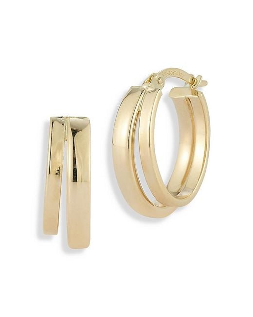 Moon & Meadow 14K Double Small Hoop Earrings in White | Lyst