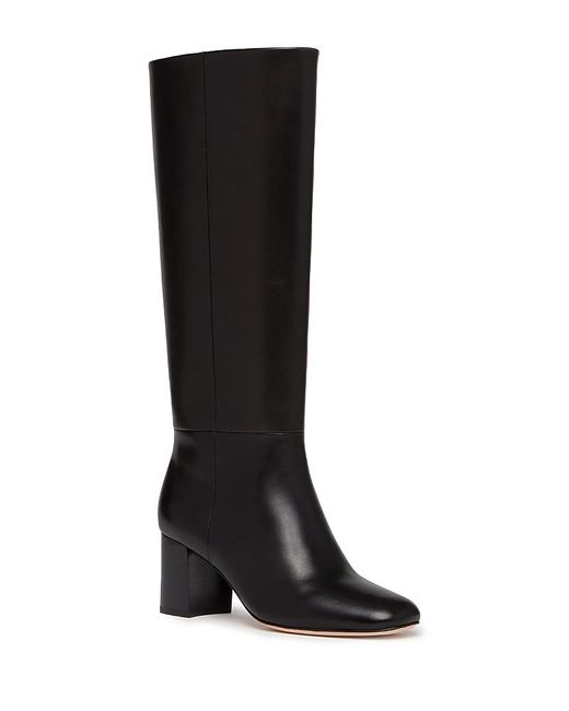PAIGE Katy Square Toe Tall Block Heel Boots in Black | Lyst UK