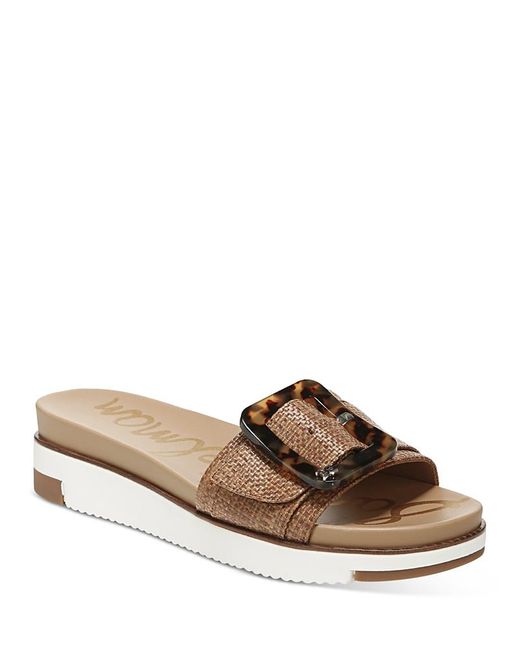 Sam Edelman Ariane Slip On Buckled Wedge Sandals in Brown | Lyst UK