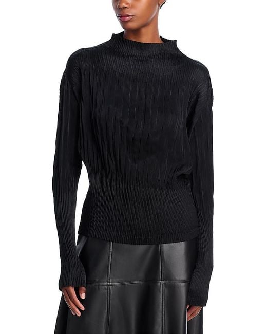 Issey Miyake Faux Suede Puff Pleats Top in Black | Lyst UK