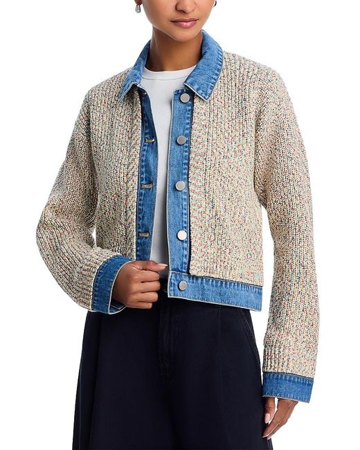 Blank NYC Mixed Media Denim Knit Jacket in Blue | Lyst