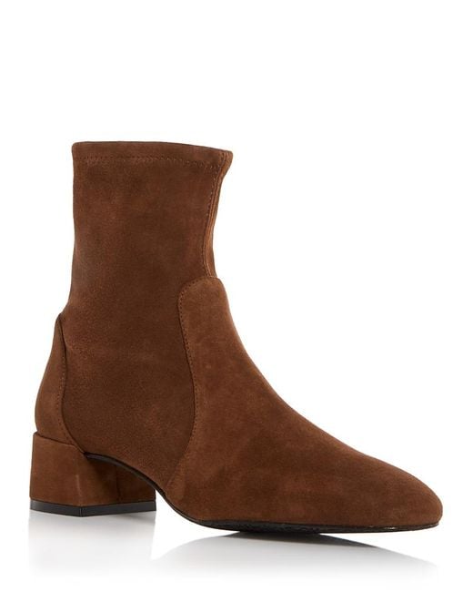 Stuart Weitzman Maeve Block Heel Booties in Brown | Lyst