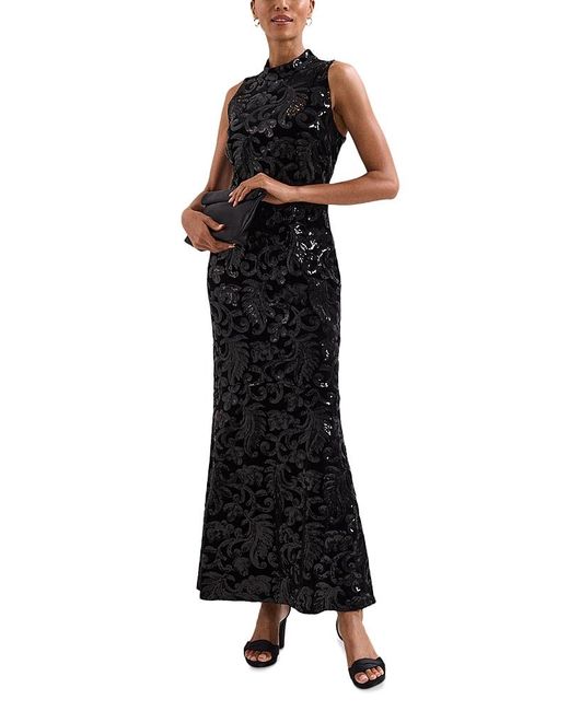 Phase Eight Trudy Sequined Velvet Maxi Dress in Black | Lyst UK