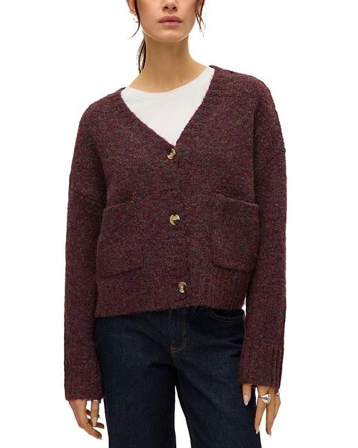 Vero Moda Ingrid Long Sleeve V Neck Cardigan in Red | Lyst