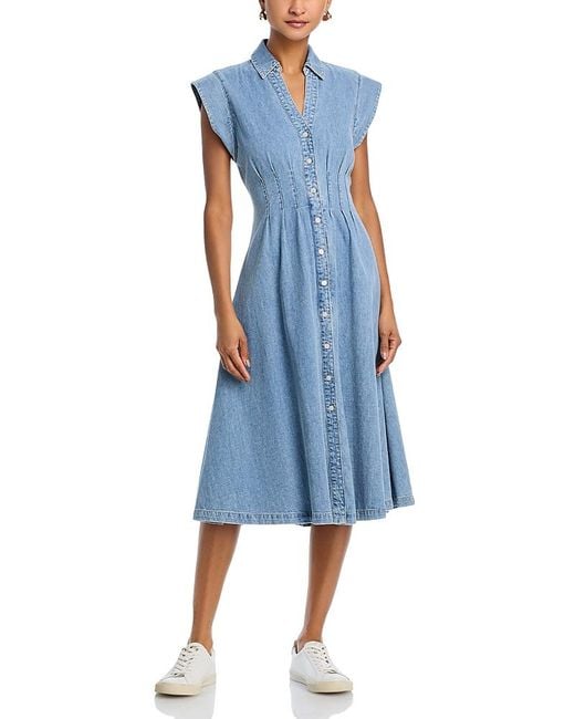 Veronica Beard Ruben Denim Midi Dress in Blue | Lyst
