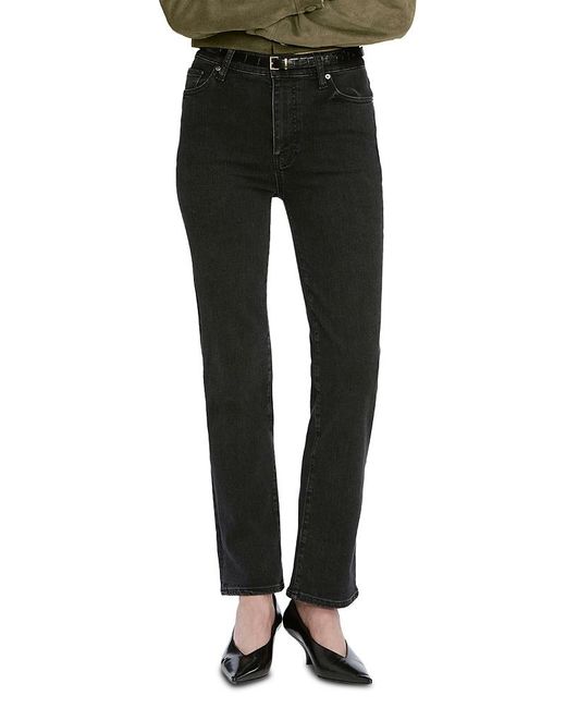 FRAME Pixie Le Sleek High Rise Straight Leg Jeans in Black | Lyst