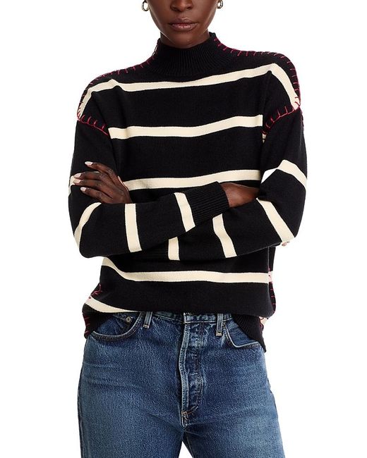 SINGLE THREAD Whipstitch Mock Neck Sweater in Black | Lyst