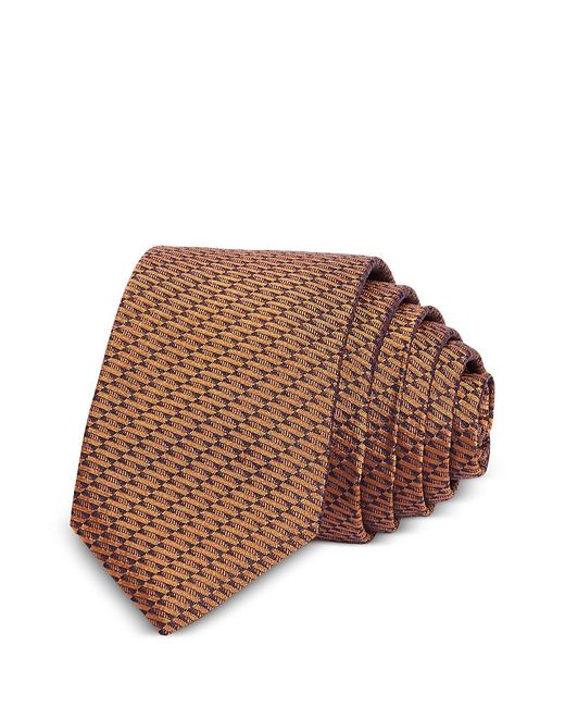 HUGO Spiral Striped Silk Skinny Tie in Brown for Men | Lyst
