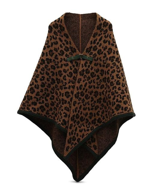 Kurt Geiger Leopard Print Knit Ruana Scarf in Brown | Lyst UK