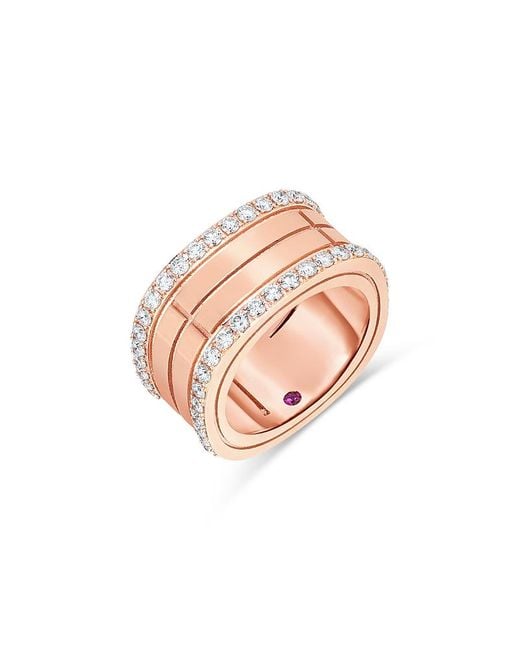 Roberto Coin 18K Rose Portofino Diamond Border Four Row Ring in Pink | Lyst