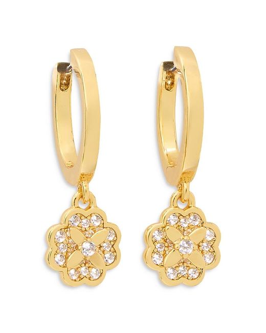 Kate Spade Pave Flower Charm Hoop Earrings in Metallic | Lyst