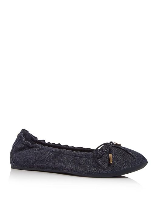 Ferragamo Joelle Denim Ballet Flats in Blue | Lyst