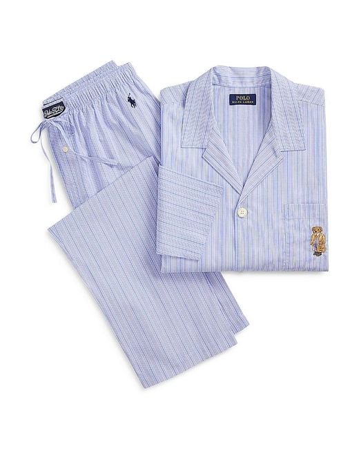 Polo Ralph Lauren Polo Bear Woven Pajama Set in Blue for Men | Lyst