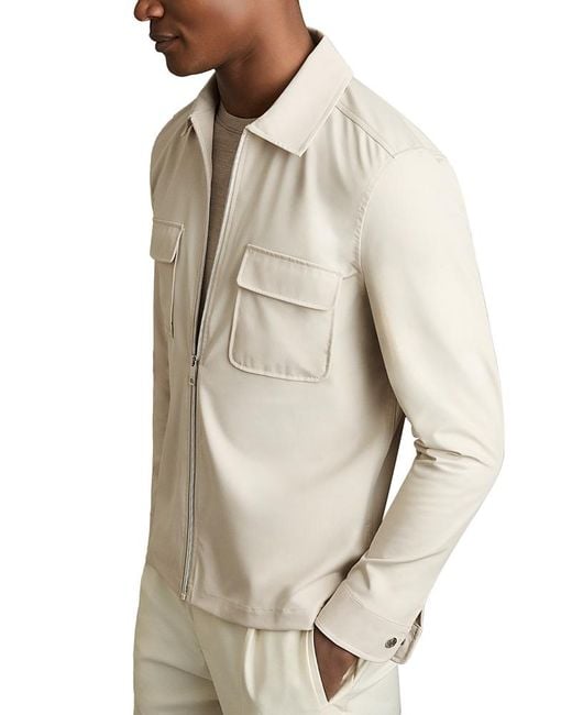 Reiss Technical Zip Front Overshirt in Natural for Men | Lyst
