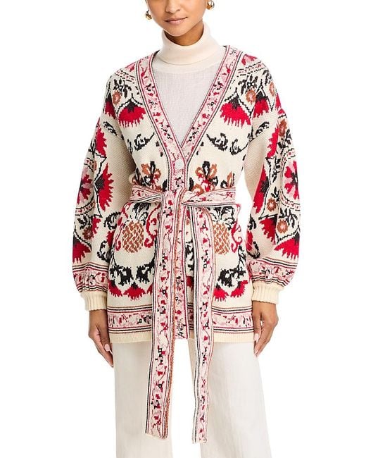 FARM Rio Cashew Mandala Cardigan in Red | Lyst