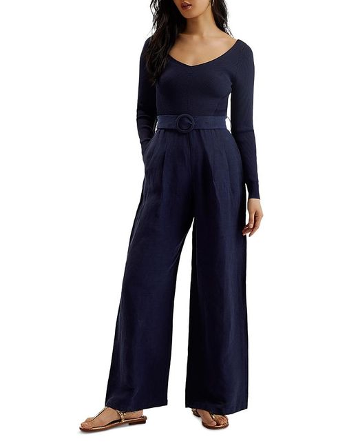 Ted Baker Agatea Wide Leg Jumpsuit in Blue | Lyst