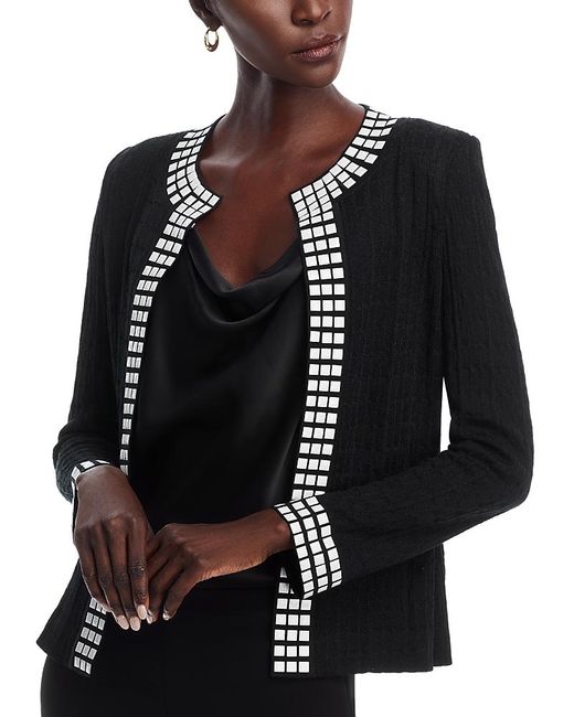 Misook Studded Jewel Neck Knit Jacket in Black | Lyst