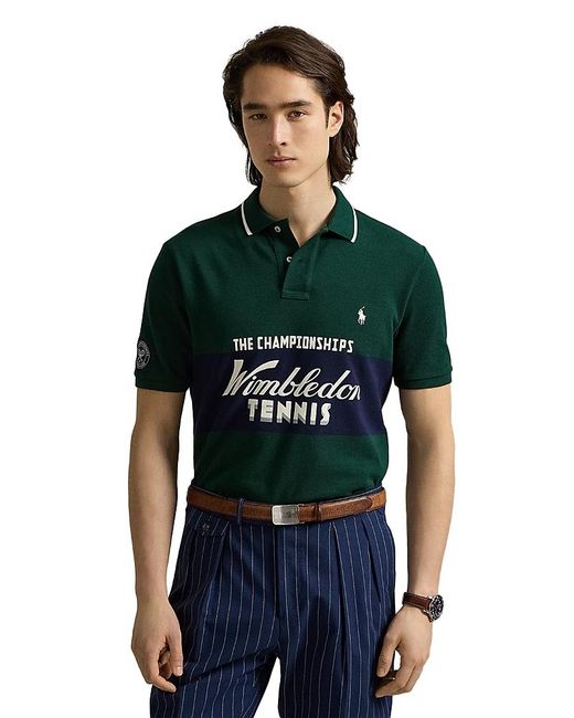 Polo Ralph Lauren Wimbledon Classic Fit Logo Polo Shirt in Green for Men | Lyst