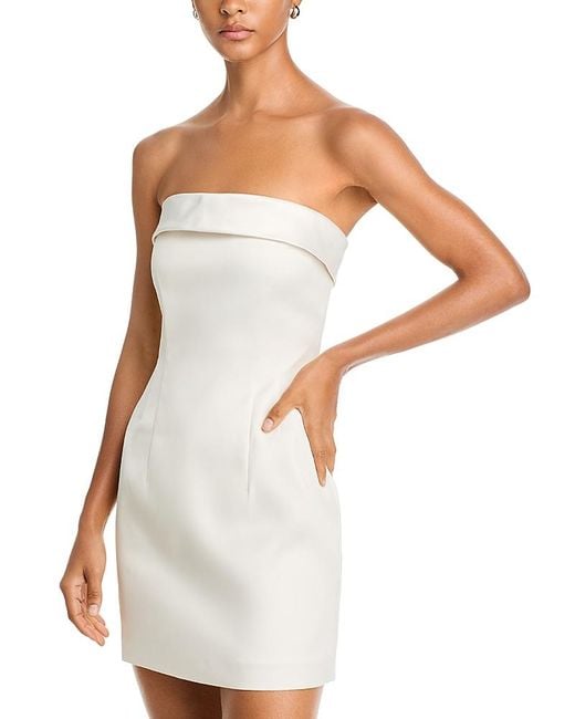 French Connection Strapless Satin Dress in White | Lyst UK