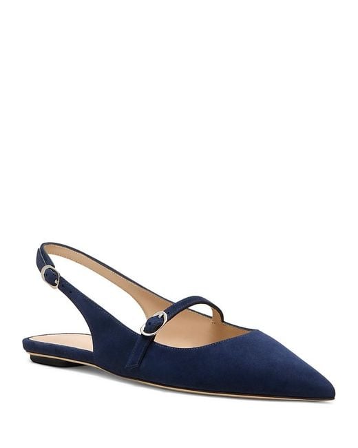 Stuart Weitzman Emilia Pointed Toe Slingback Mary Jane Shoes in Blue | Lyst