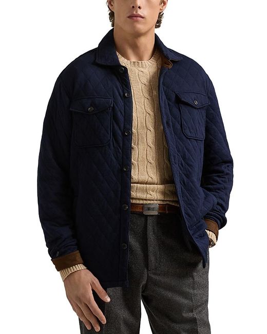 Polo Ralph Lauren Quilted Double-Knit Jersey Overshirt in Blue for Men ...