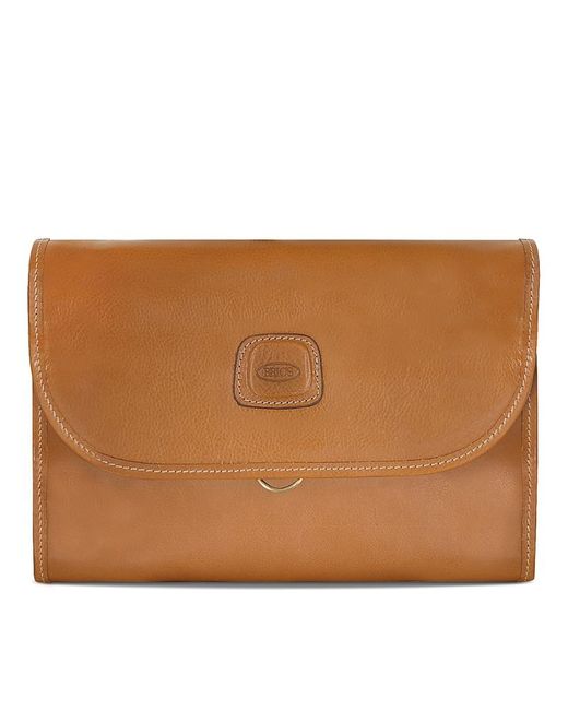 Bric's Life Pelle Leather Tri-Fold Toiletry Kit in Brown | Lyst