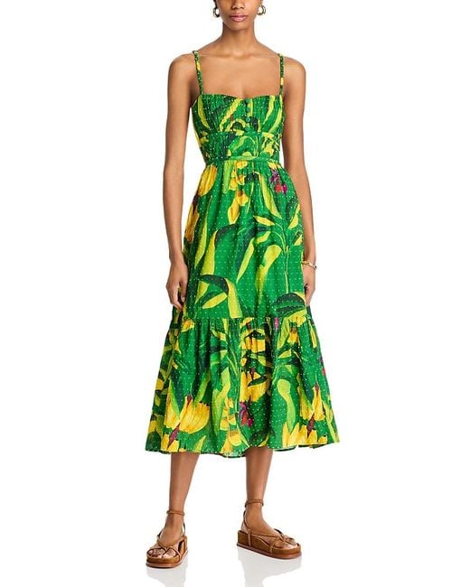 FARM Rio Banana Aquarela Midi Dress in Green | Lyst