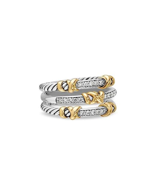 David Yurman Petite Helena Wrap Three Row Ring in White | Lyst
