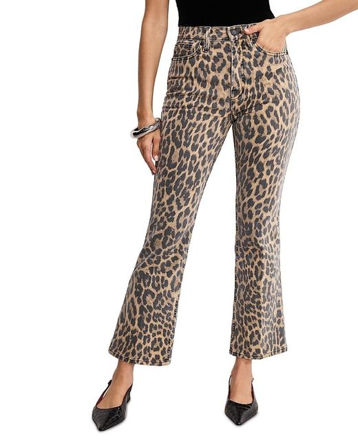 GOOD AMERICAN Good Standard Kick Flare Leopard Jeans in Black | Lyst UK
