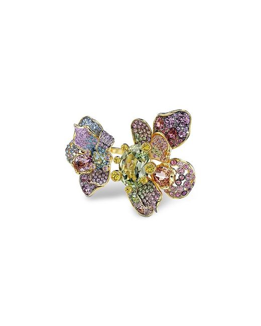 Swarovski Idyllia Crystal Flower Open Statement Ring in White | Lyst