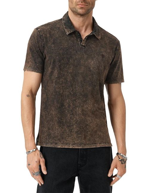 John Varvatos Carsten Open Collar Denim Polo Shirt in Black for Men ...