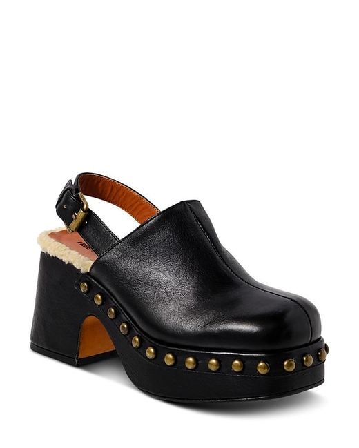 Free People Autumn Square Toe Studded & Faux Fur Trim High Heel ...