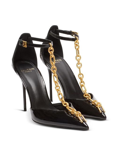 Balmain Sync Patent Leather Stilettos With Pointed Toe Pumps in Black ...