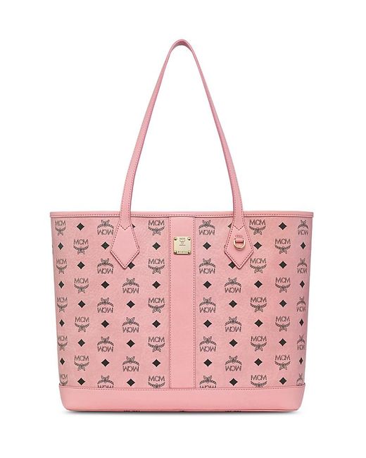 MCM Liz Medium Visetos Shopper Tote in Pink | Lyst