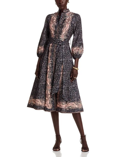 Nancy Yang Mandarin Collar Midi Dress in Black | Lyst