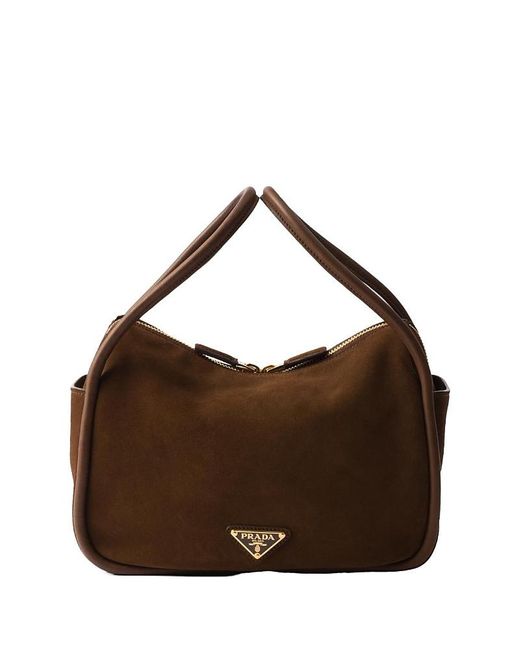 Prada Darling Suede Hand Bag in Brown | Lyst