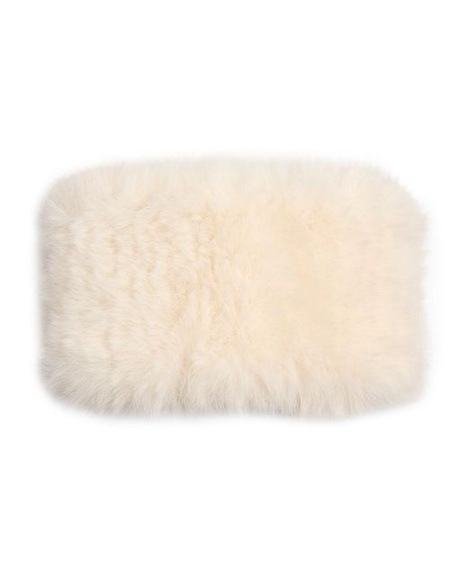Surell Rex Rabbit Faux Fur Knit Headband in Natural | Lyst UK