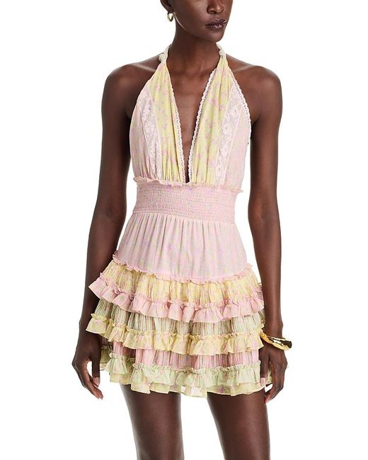 LoveShackFancy Quintelle Ruffle Mini Dress in Pink | Lyst