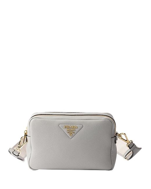 Prada Small Leather Shoulder Bag in Gray | Lyst