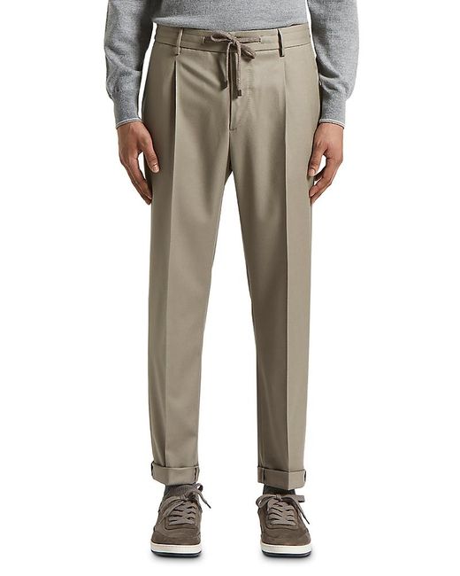 Peserico Relaxed Fit Wool Trousers in Natural for Men | Lyst UK